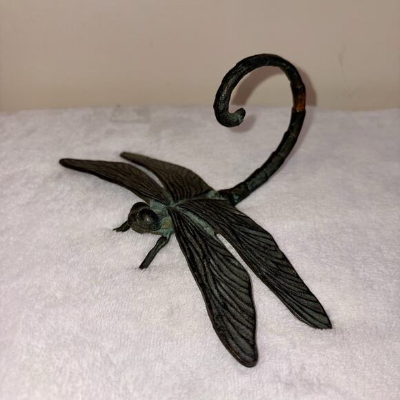 Unmarked | Accents | Green Gold Metallic Dragonfly Figurine Paperweight ...
